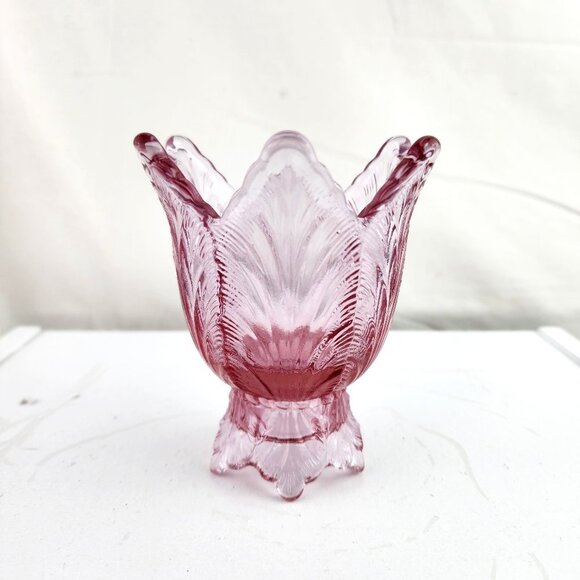 Fenton | Accents | Vintage Fenton Cranberry Pink Art Glass Tulip Two ...